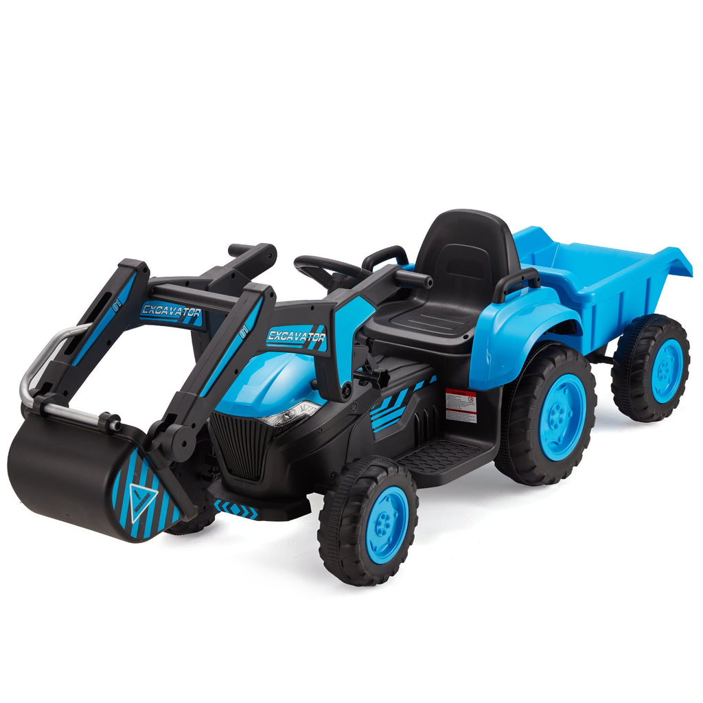 EROMMY Ride on Excavator with Electric Digging Arm, 4WD Motors, 12V Ba ...