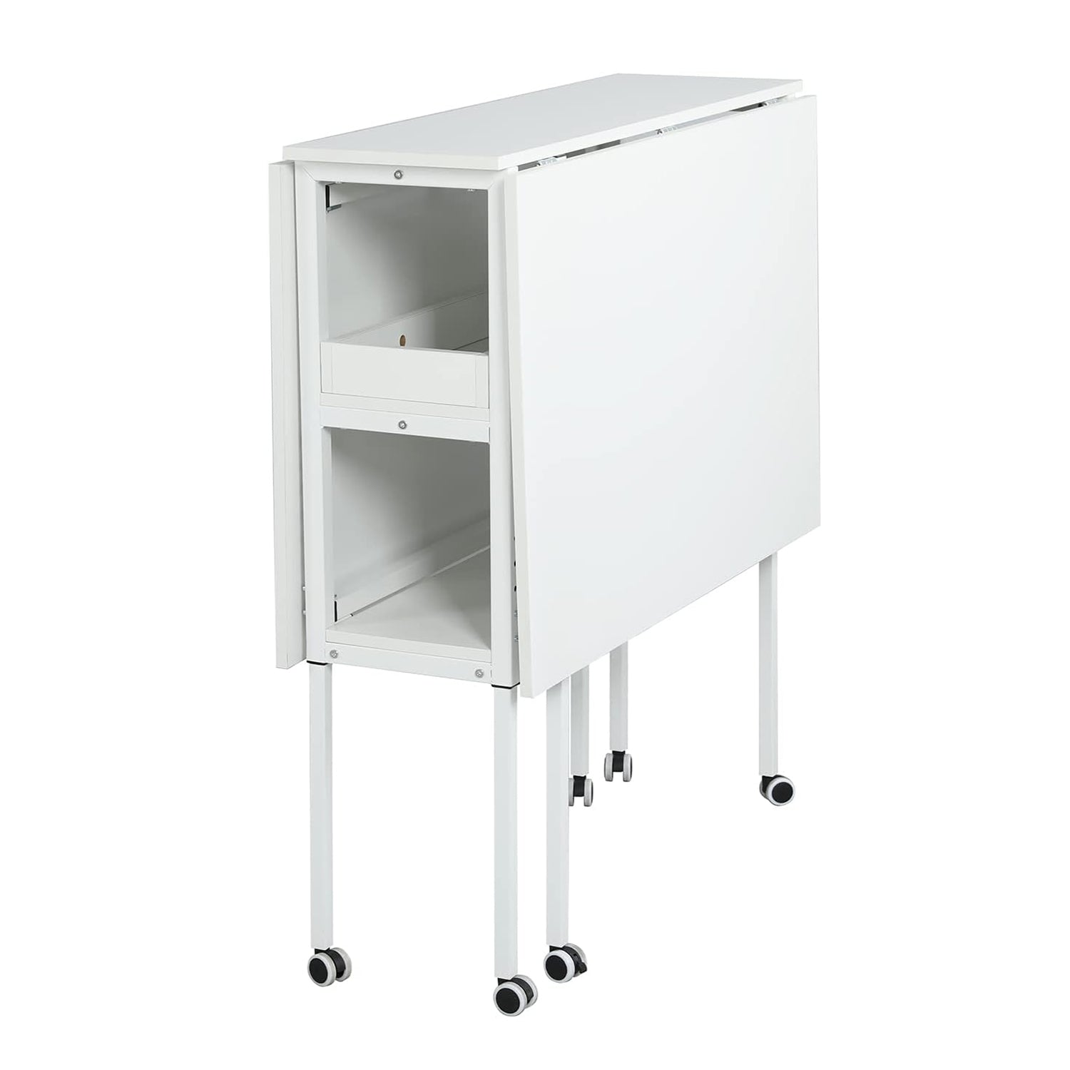 EROMMY Height Adjustable Craft Table with Storage Shelves, Mobile Fold ...