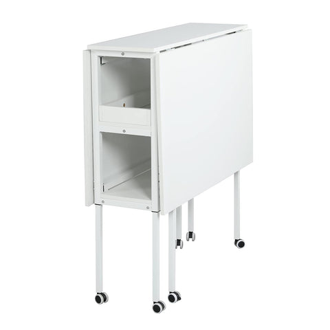 EROMMY Height Adjustable Craft Table with Storage Shelves, Mobile Fold ...