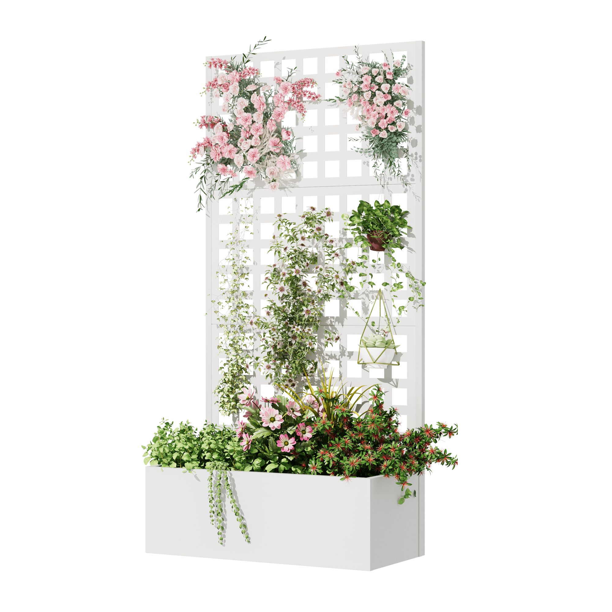 EROMMY Metal Planter Box with Trellis, 71"x 35"x 16" Raised Garden Bed ...