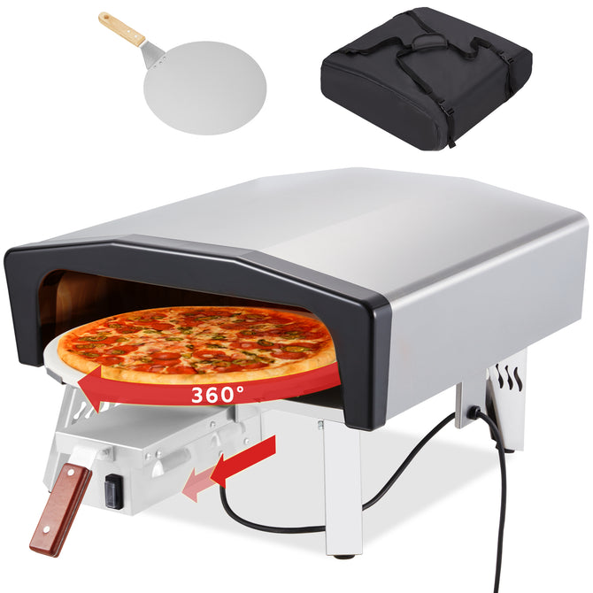 EROMMY 20 inches Auto-Rotating Pizza Oven with Folding Design, 360°Aut ...