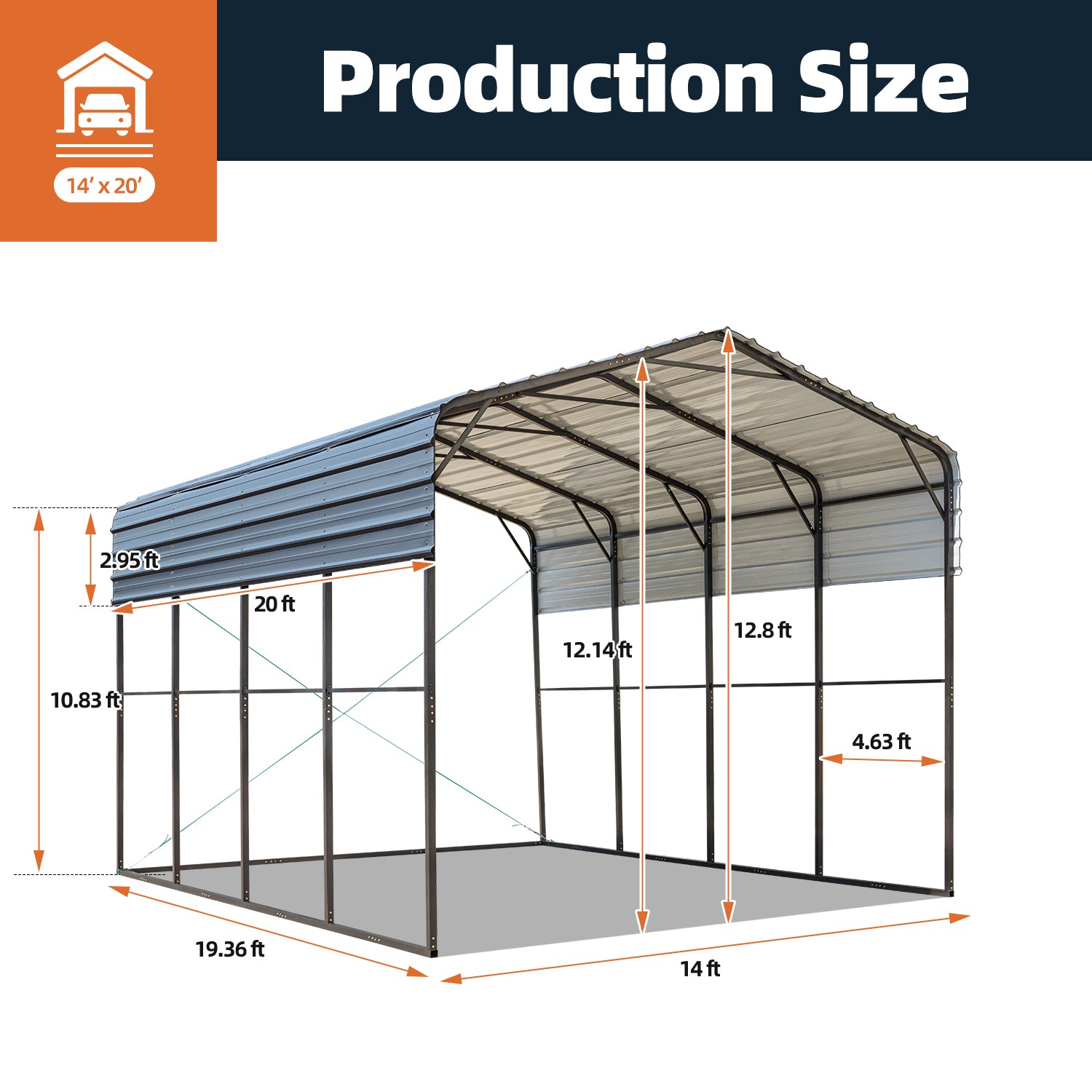 EROMMY 14’ x 20’ RV Metal Carport, Heavy Duty Carport Canopy with Galv ...