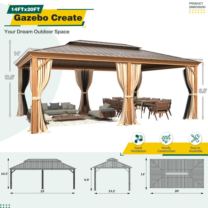 14x20 Hardtop Grill Gazebo | Spacious & Durable Outdoor Shelter ...