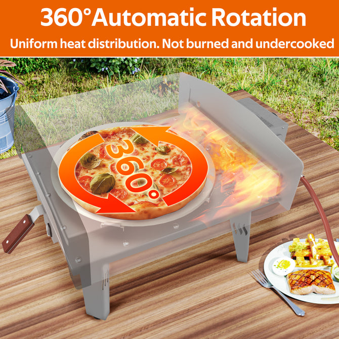 EROMMY 20 inches Auto-Rotating Pizza Oven with Folding Design, 360°Aut ...