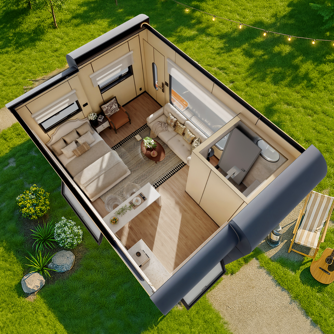 EROMMY Modern Foldable Mobile Home, Extendable Container House with Fu ...