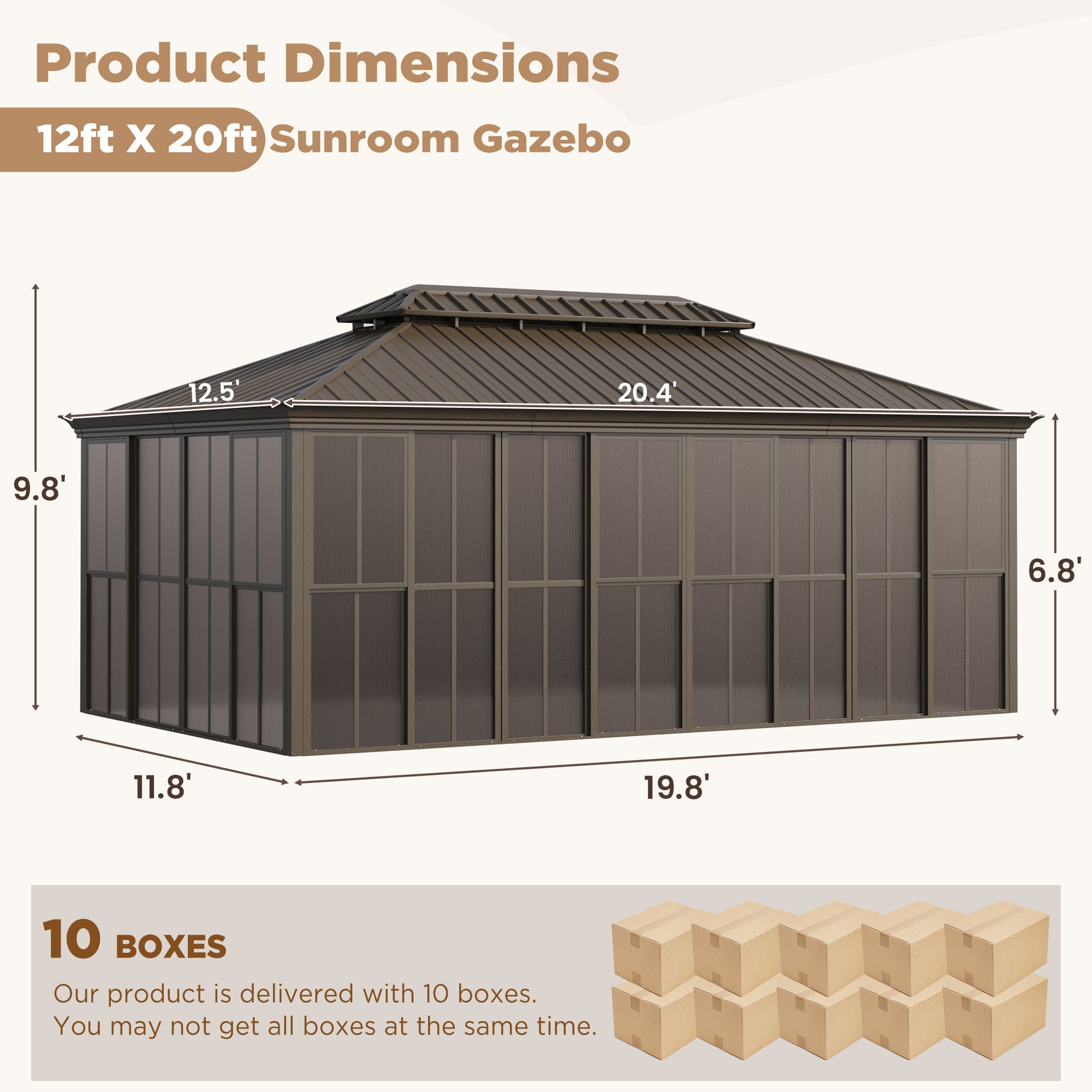 EROMMY 12' x 14' Hardtop Permanent Outdoor Aluminum Patio Gazebo with ...