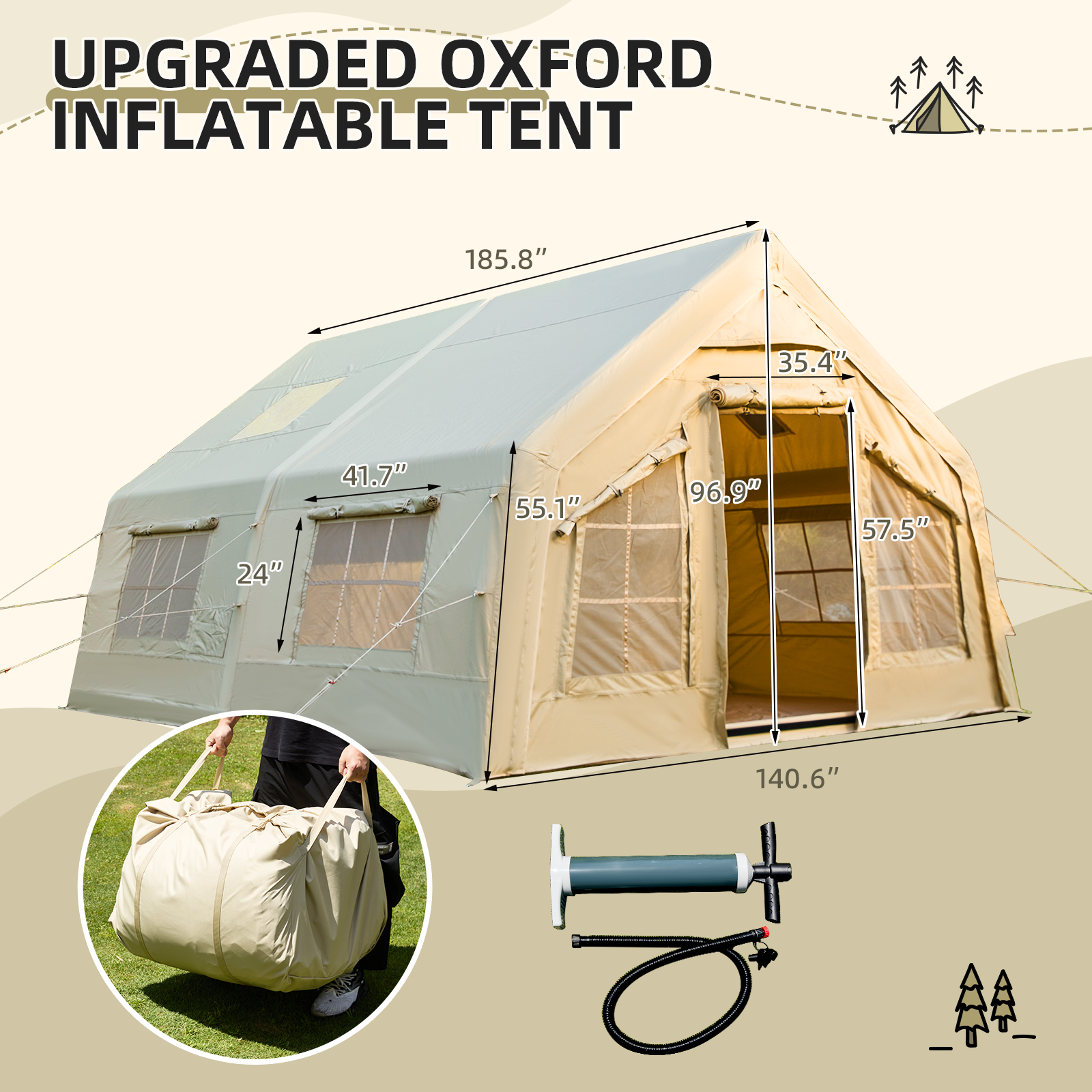 10-12 Person 4 Season Tent with Stove Jack | Extra Large & Durable ...