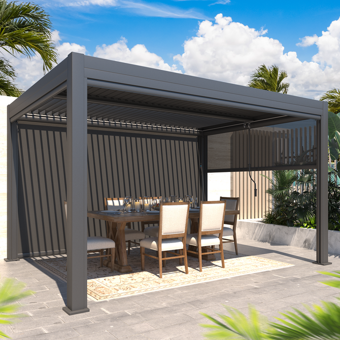 10x13 Electric Louvered Pergola with Louvers and LED Light - EROMMY ...