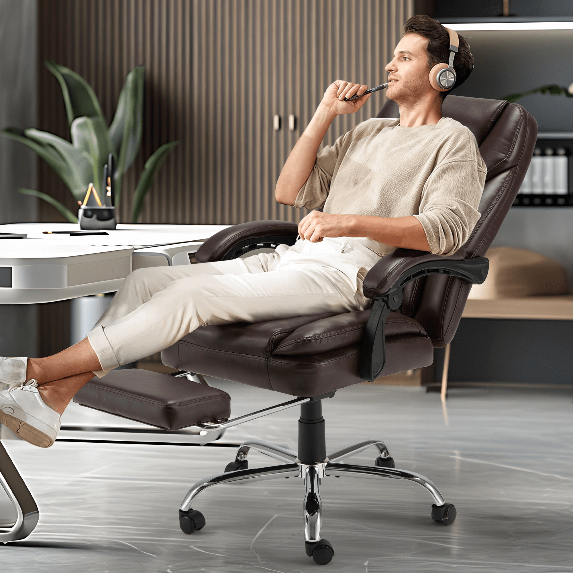 Executive Office Chair, Ergonomic Office Chair with Lumbar Support Bro ...