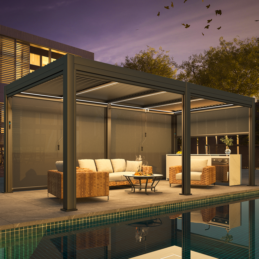 10x20 Pergola | Remote-Controlled Shade & LED Lights - EROMMY – Erommy