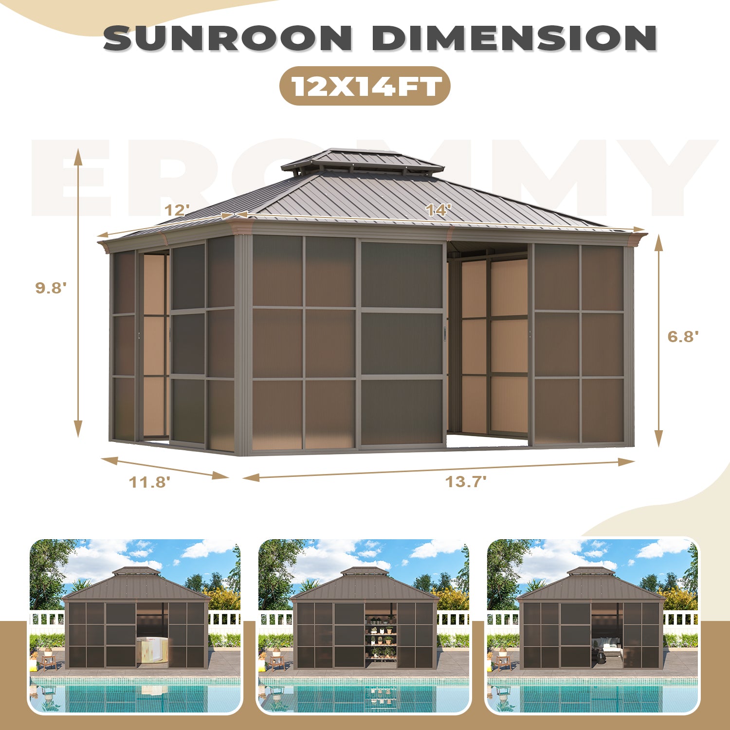 12X14 Florida Sunroom | Versatile Florida Room Kit - EROMMY – Erommy