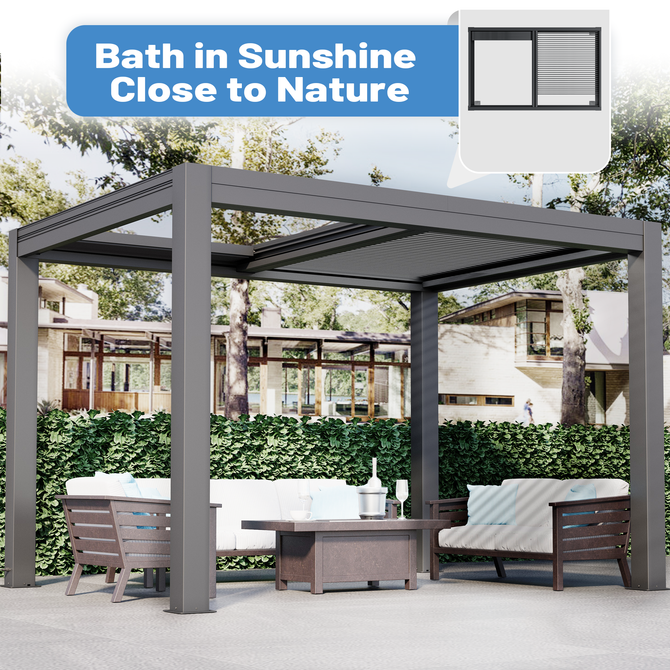 Pergola with Movable Louvers | Adjustable Awning & Shade - EROMMY – Erommy