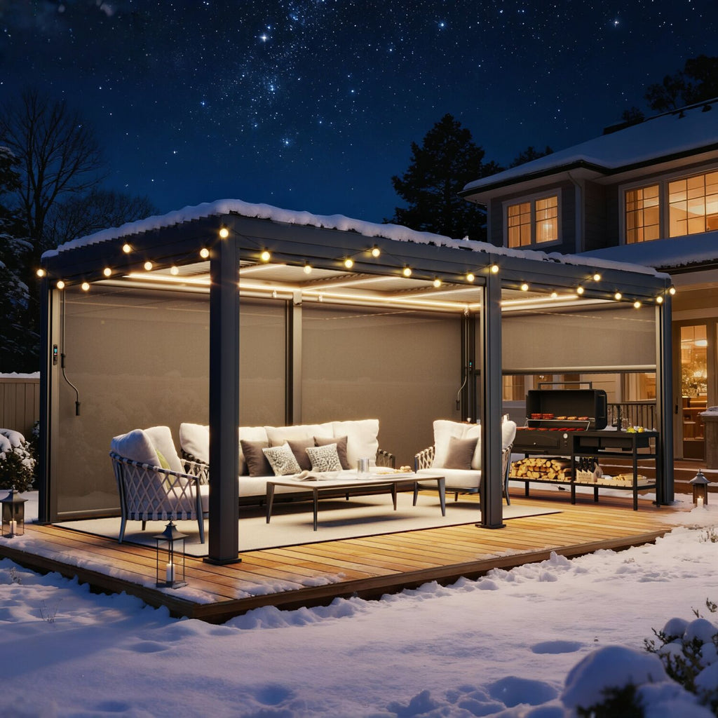 10x20 Pergola | Remote-Controlled Shade & LED Lights - EROMMY – Erommy