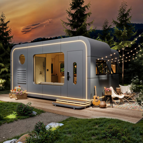 EROMMY Modern Foldable Mobile Home, Extendable Container House with Fu ...